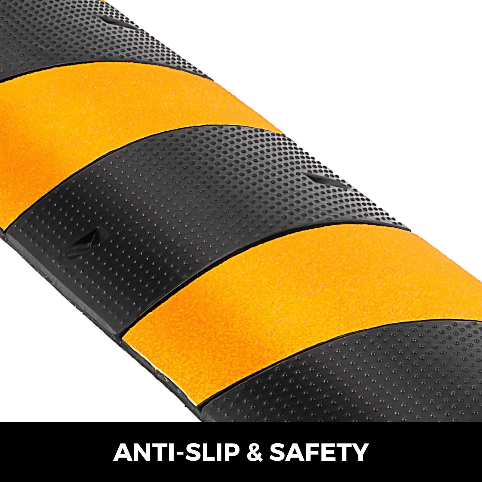 Happybuy 2pcs 6 Feet Rubber Driveway Modular Heavy Duty Speed 72.4 x 12 x 2.4 Inch Cable Protector Ramp for Garage Gravel Roads Asphalt Concrete, 2Pack-6Ft-Speed Bump