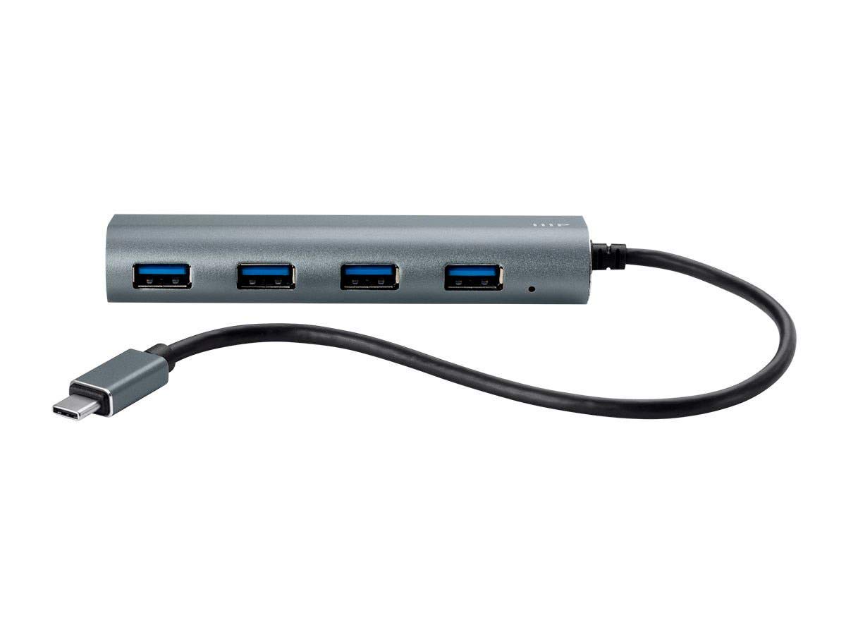 Monoprice 4 Port USB-C Hub - Aluminum, SuperSpeed Transfer Rates, Compatible With Apple MacBook, Google Chromebook & More, Gray