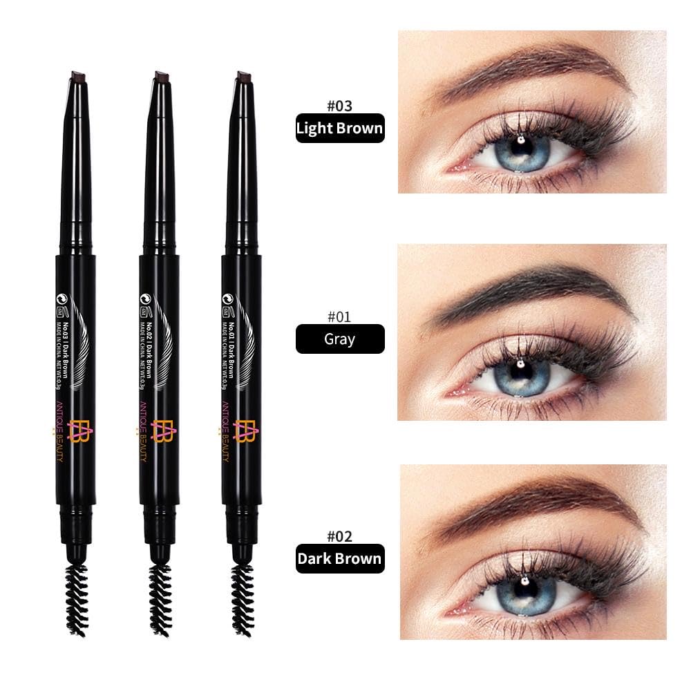 Antique Beauty Waterproof Eyebrow Pencil, Dual-Headed Eyebrow Pencil, Perfect for Professional & Beginner Use-Dark Brown