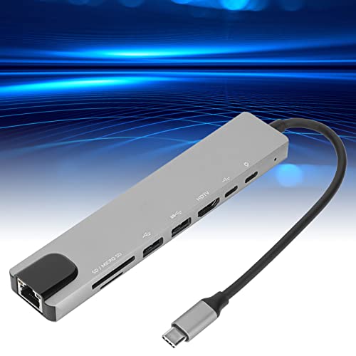 8 in 1 USB C Hub, 87W PD USB C Fast Charging, Portable USB C Converter with 4K, USB C to HDMI, Ethernet Port, , SD/TF Card Reader, for Linux/Windows XP/Vista/ 10