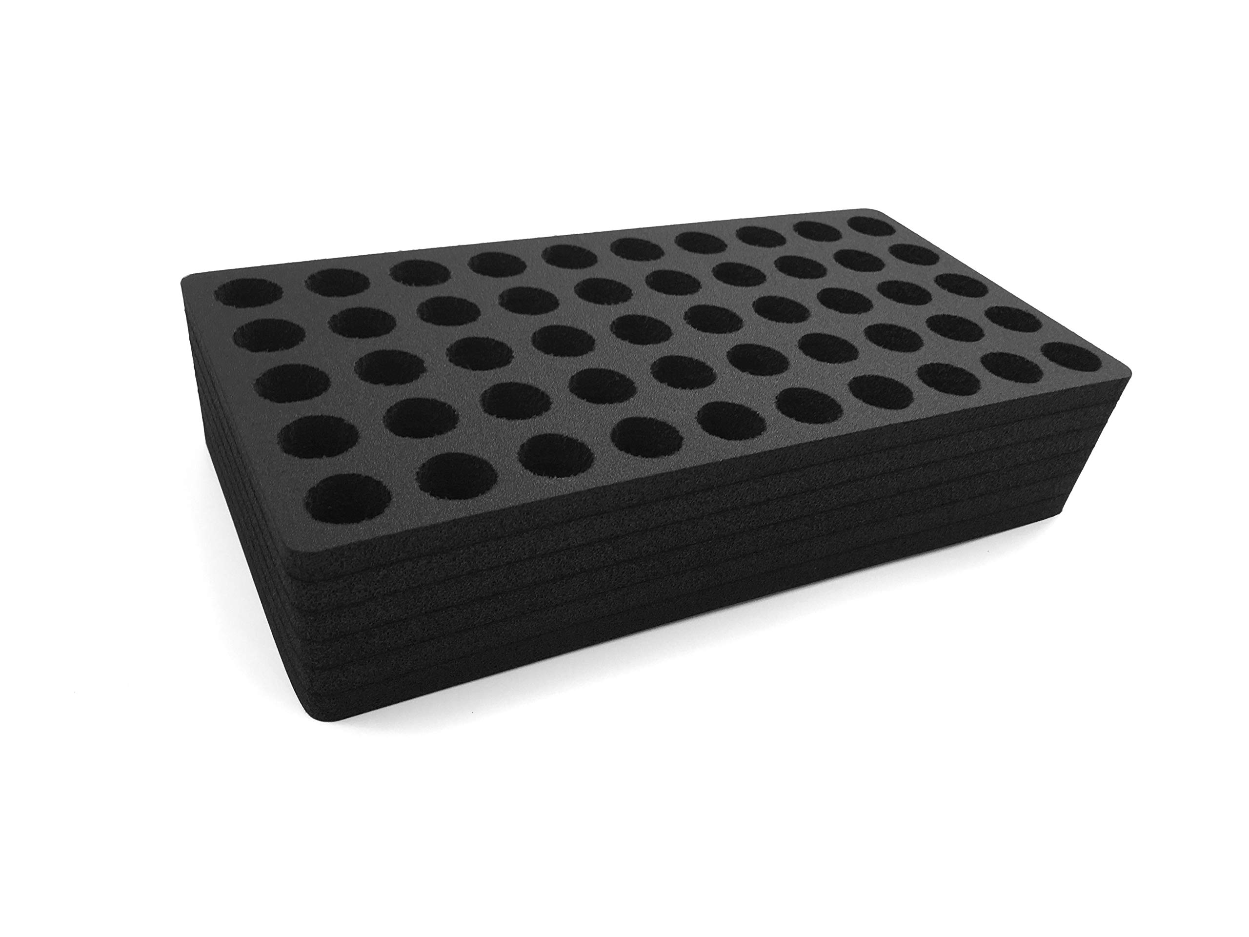 Polar Whale Test Tube Organizer Black Foam Storage Rack Stand Transport Holds 50 Tubes Fits up to 17mm Diameter Tubes
