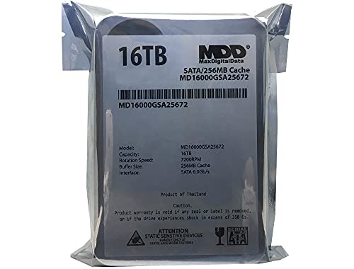 MaxDigitalData (MD16000GSA25672) 16TB 7200RPM SATA 6Gb/s 256MB Cache 3.5inch Internal Desktop Hard Drive - 3 Years Warranty