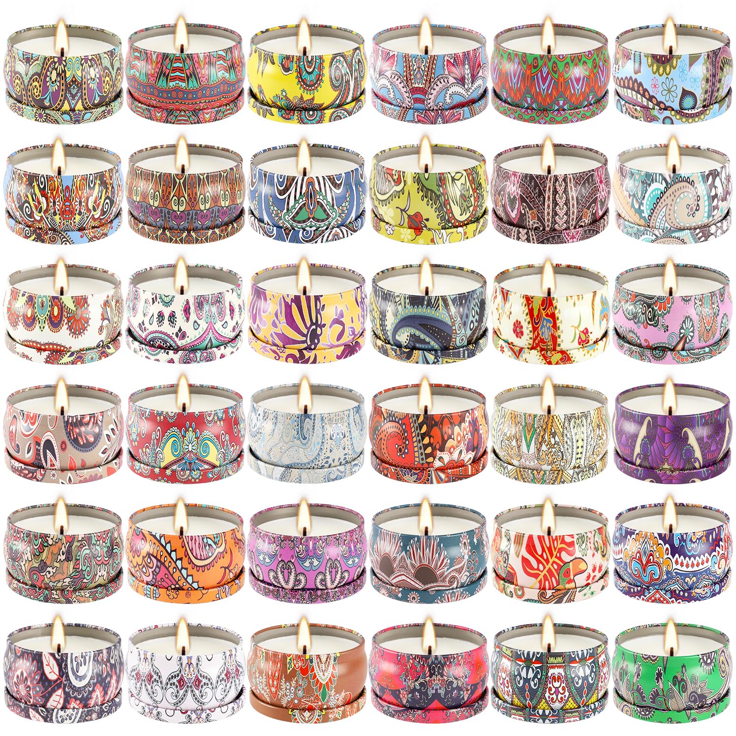 Bauhinia Scented Candles Soy Wax Tin Candles, Natural Fragrance Candles for Stress Relief and Aromatherapy Candles-36 Pack