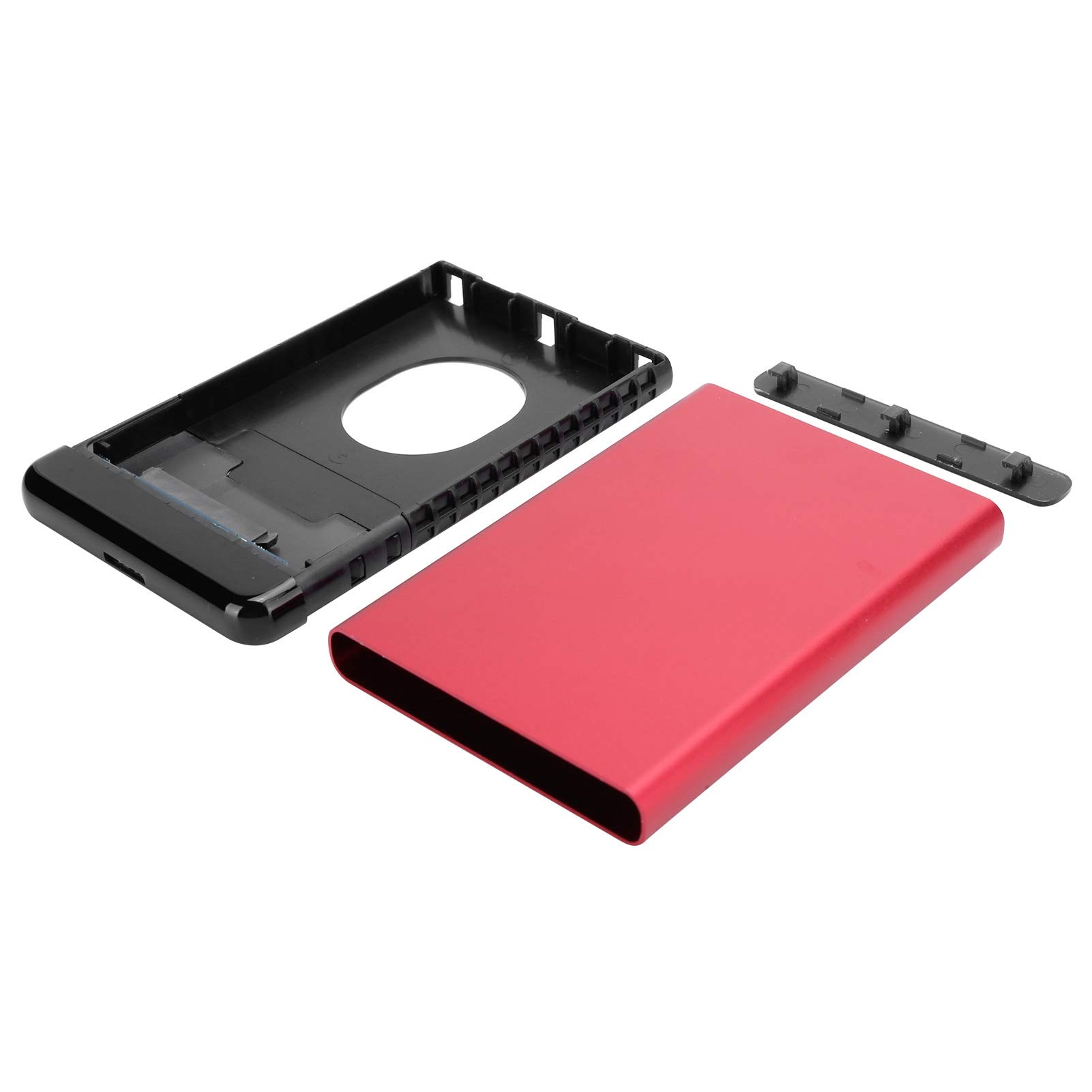 ASHATA Hard Drive Enclosure, USB 3.0 External Hard Drive Enclosure for 2.5 inch HDD SDD 8TB and Below, Mobile Hard Disk Box for Laptop Desktop, for Windows 98SE ME 2000 XP 7 8 10, Plug and Play (Red)