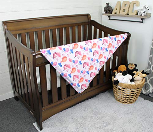Top Tots Baby Blanket - Rain Clouds and Balloons with Pink Minky Dot