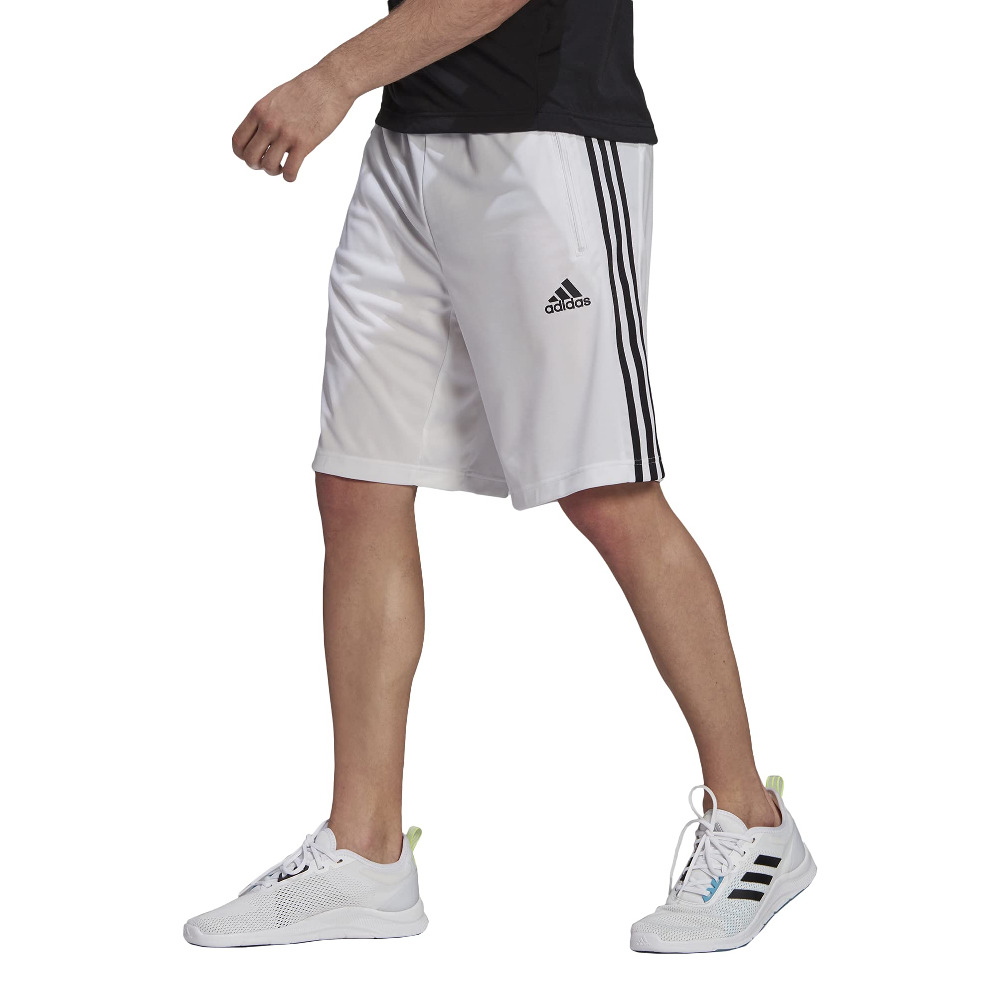 adidas mens Designed to Move 3-Stripes Short White/Black Large