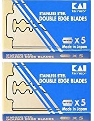 KAI Stainless Steel Double Edge Safety Razor Blades, 10 blades (5x2)