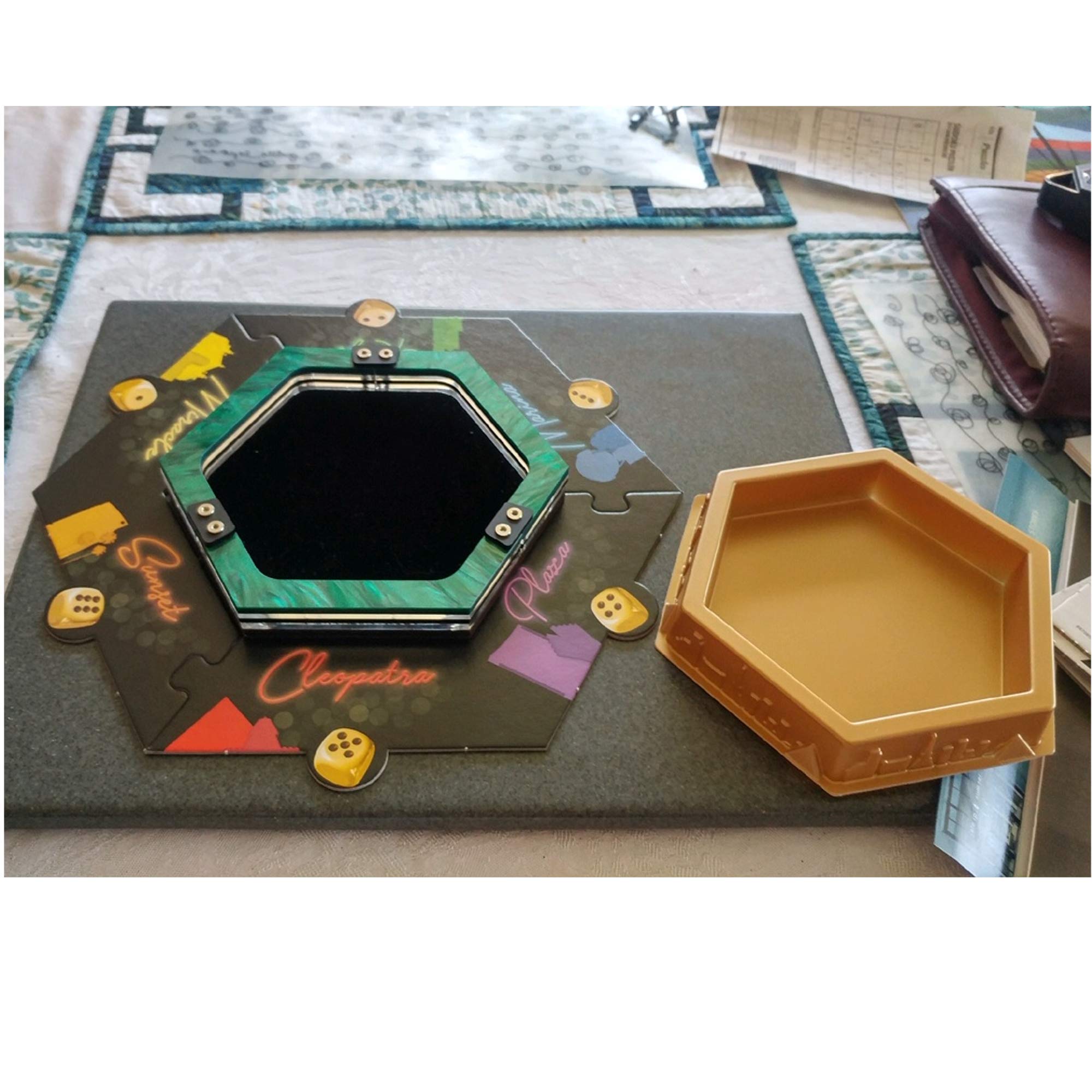 C4Labs Mini Personal Size Gaming Celtic Knot Design Dice Tray, Black, Wood, Acrylic, Stainless Steel