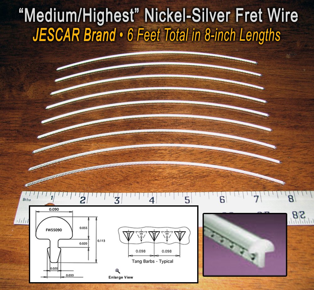 C. B. Gitty Guitar Fret Wire - Premium Nickel-Silver Medium/Highest Gauge - Six Feet