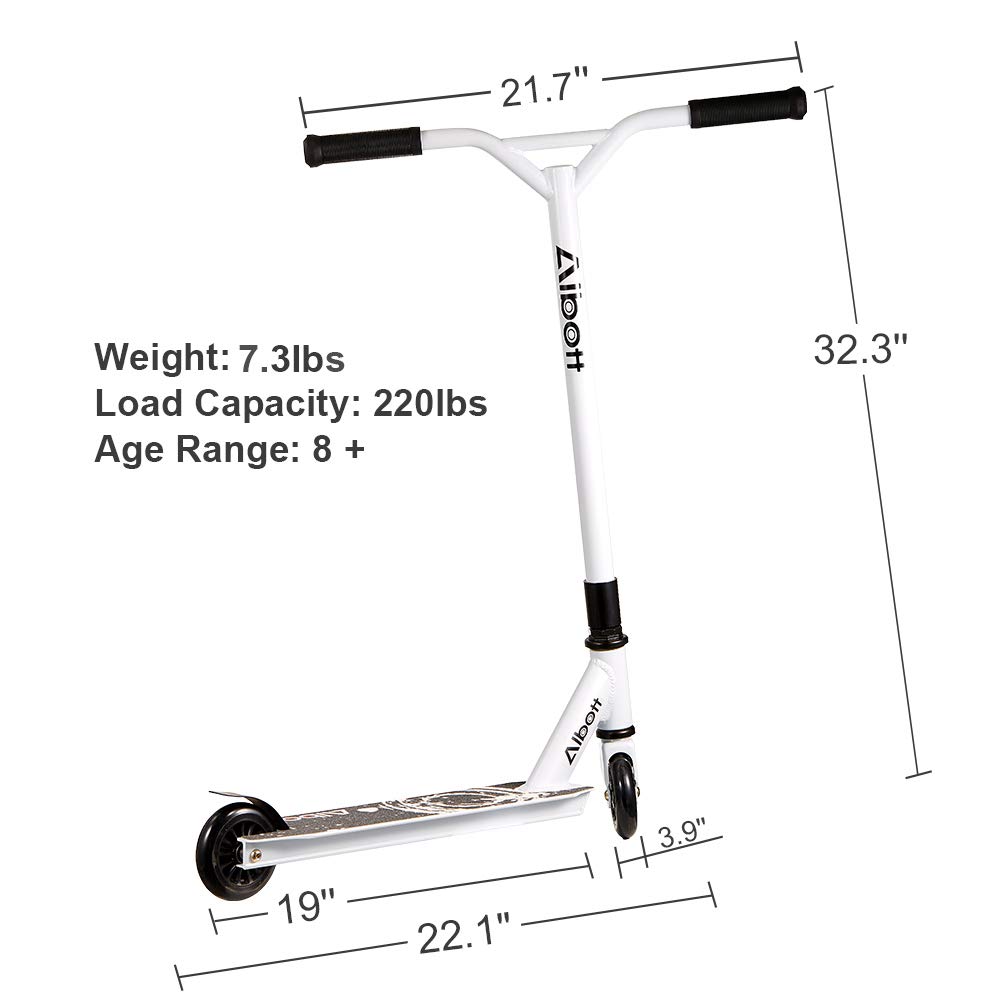 Albott Pro Scooters Stunt Scooter - Complete Trick Scooters Beginner Freestyle Sports Kick Scooter with Fixed Bar Scooter for 8 Years and Up,Teens,Adults (White)