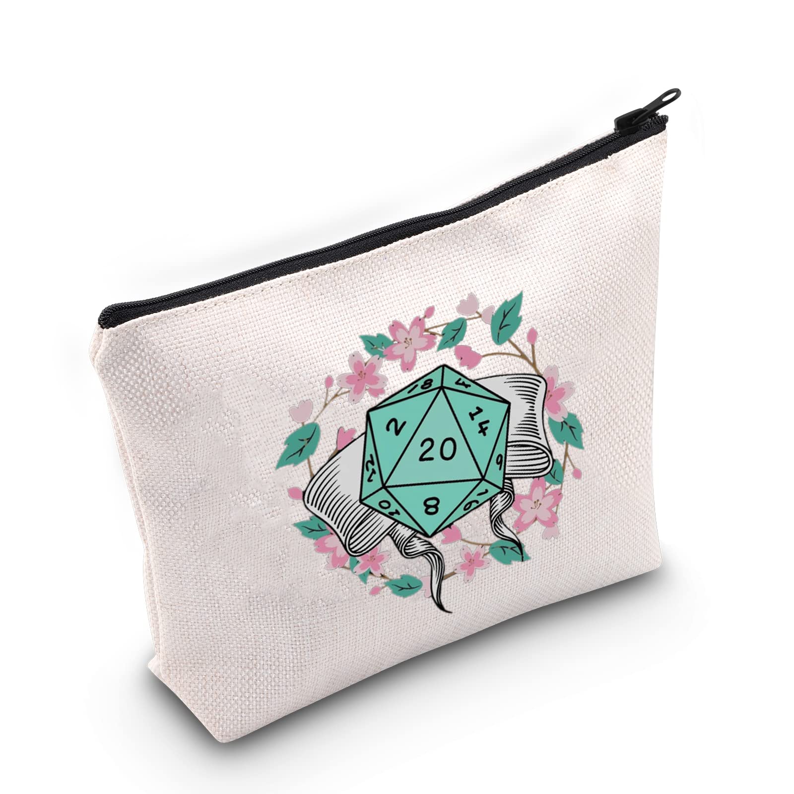 TOBGBE Role Playing Games Quote Gifts Dragon Armies Dice Pouch D&D Accessory Pouch Bag DM Games Makeup Bag TRPG Gift (flowers D&D bag)