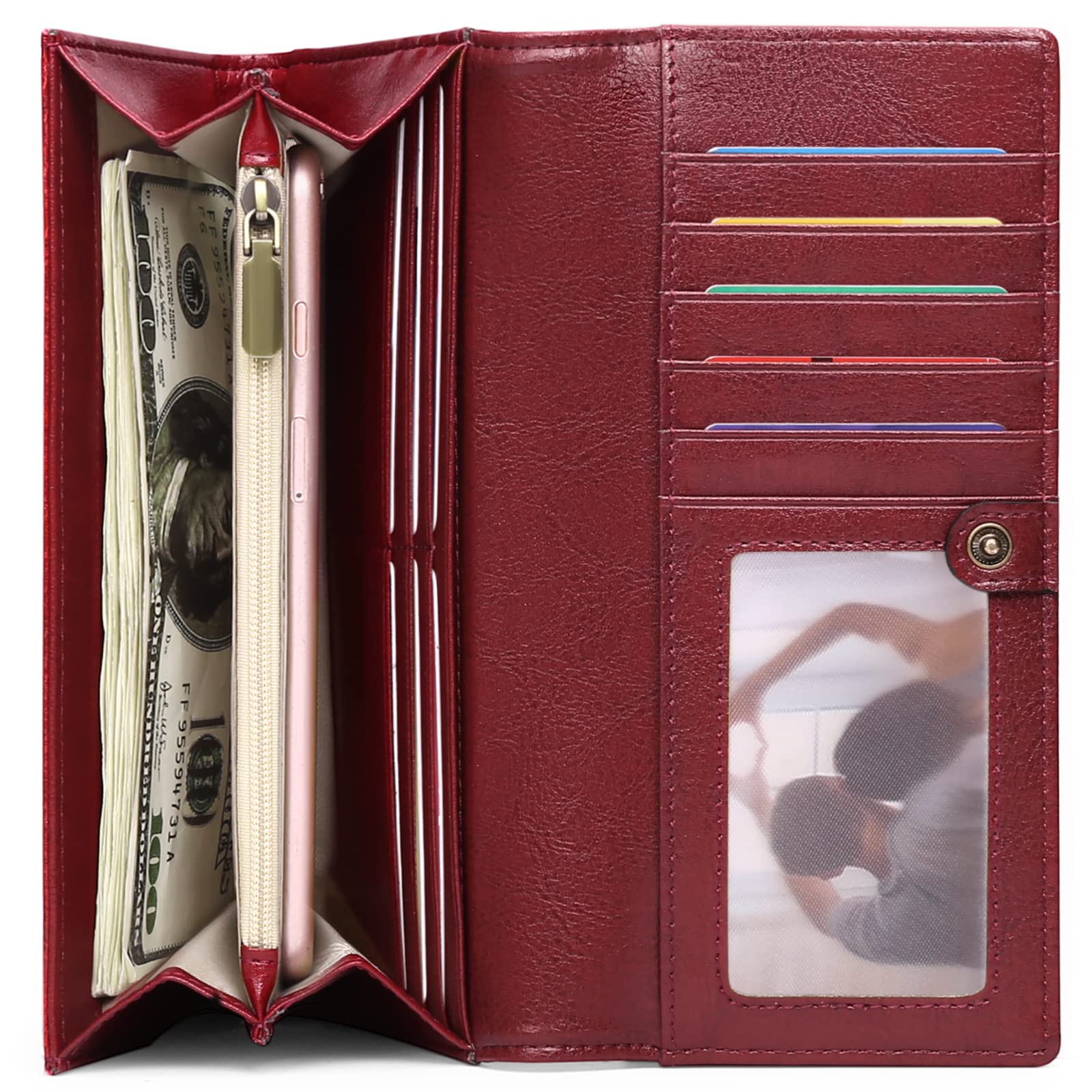 FALAN MULE Womens RFID Blocking Wallet Genuine Leather Large Capacity Credit Card Holder Bifold Ladies Clutch…