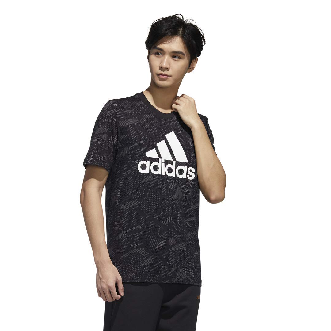 adidas mens Essentials All Over Print T-Shirt Team Royal Blue/White Large