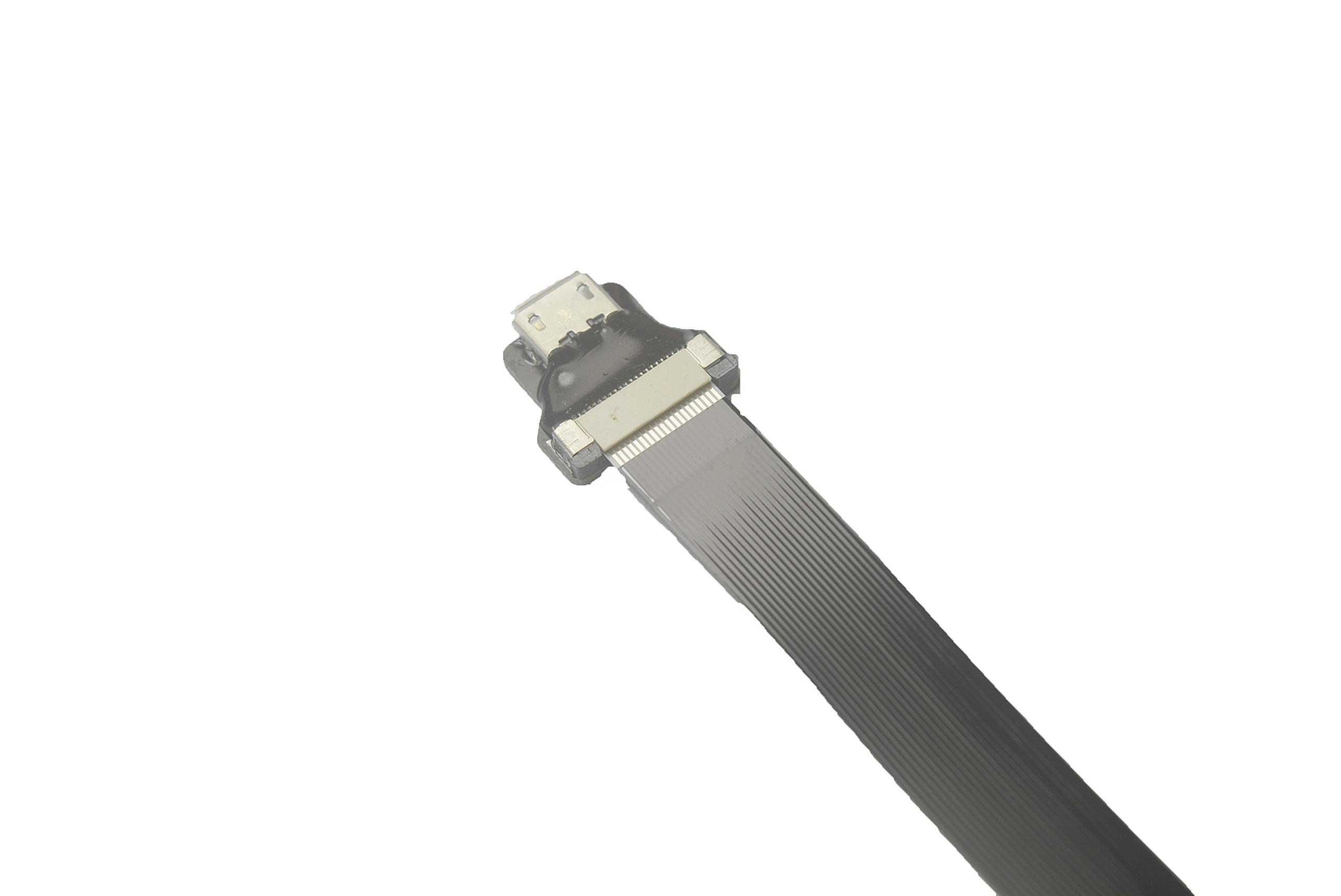 Permanent Ulter Flat Slim Thin Micro USB 90 Degree Angled Male to Micro USB Female for sync and Charging Black (10CM)