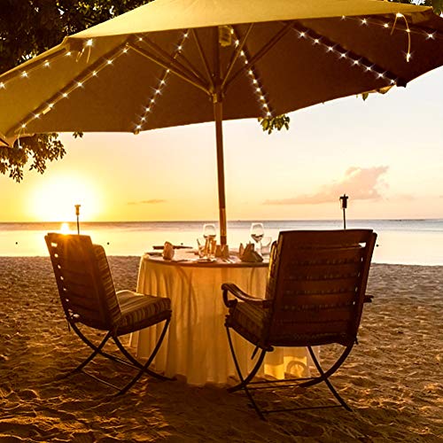ibasenice Christmas Lights Decoration 72 LED Solar Umbrella Light String Outdoor Waterproof Parasol Light Strip Low Power Consumption Light Lamp for Home Garden Patio (Warm White)