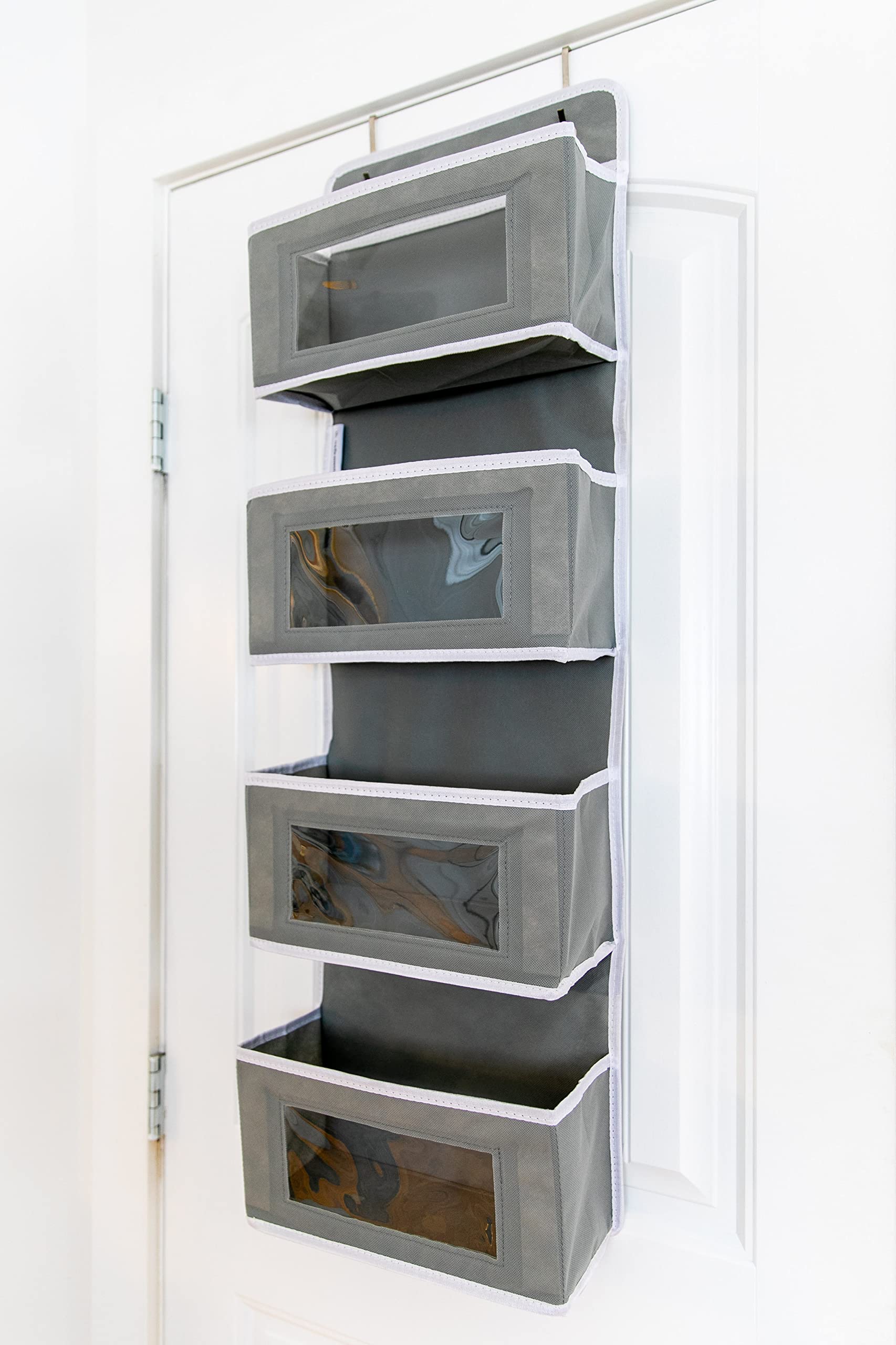 Cradle Essentials Over Door Hanging Organizer | Storage Caddy for Newborn and Baby Items, Stuffed Animals | Large Pockets with Clear Windows for Nursery, Mudroom, Bathroom, Laundry, Pantry, Closet