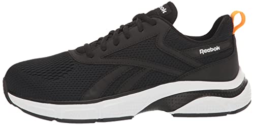 Amazon Essentials by Reebok Women's All Day Comfort Slip-Resistant Alloy-Toe Safety Athletic Work Shoe, Black/Gold/White, 8.5