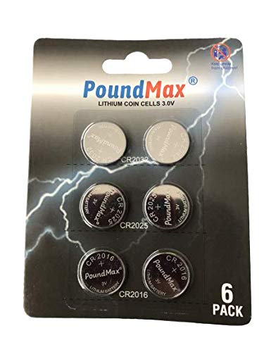 PoundMax CR 2016 / CR 2025 /CR 2032 Batteries 3v Lithium Button Cell Battery - 6 Count