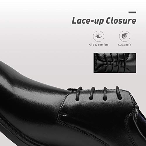 Bruno Marc Men's Downing-02 Black Leather Lined Dress Oxford Shoes Classic Lace Up Formal Size 10 M US