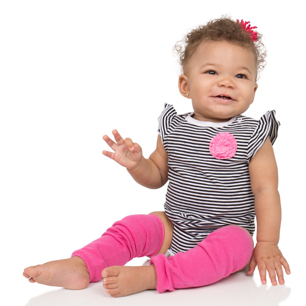 juDanzy 3 Pair Baby Girl Leg Warmers Solid Hot Pink, Solid White & Pink (newborn)