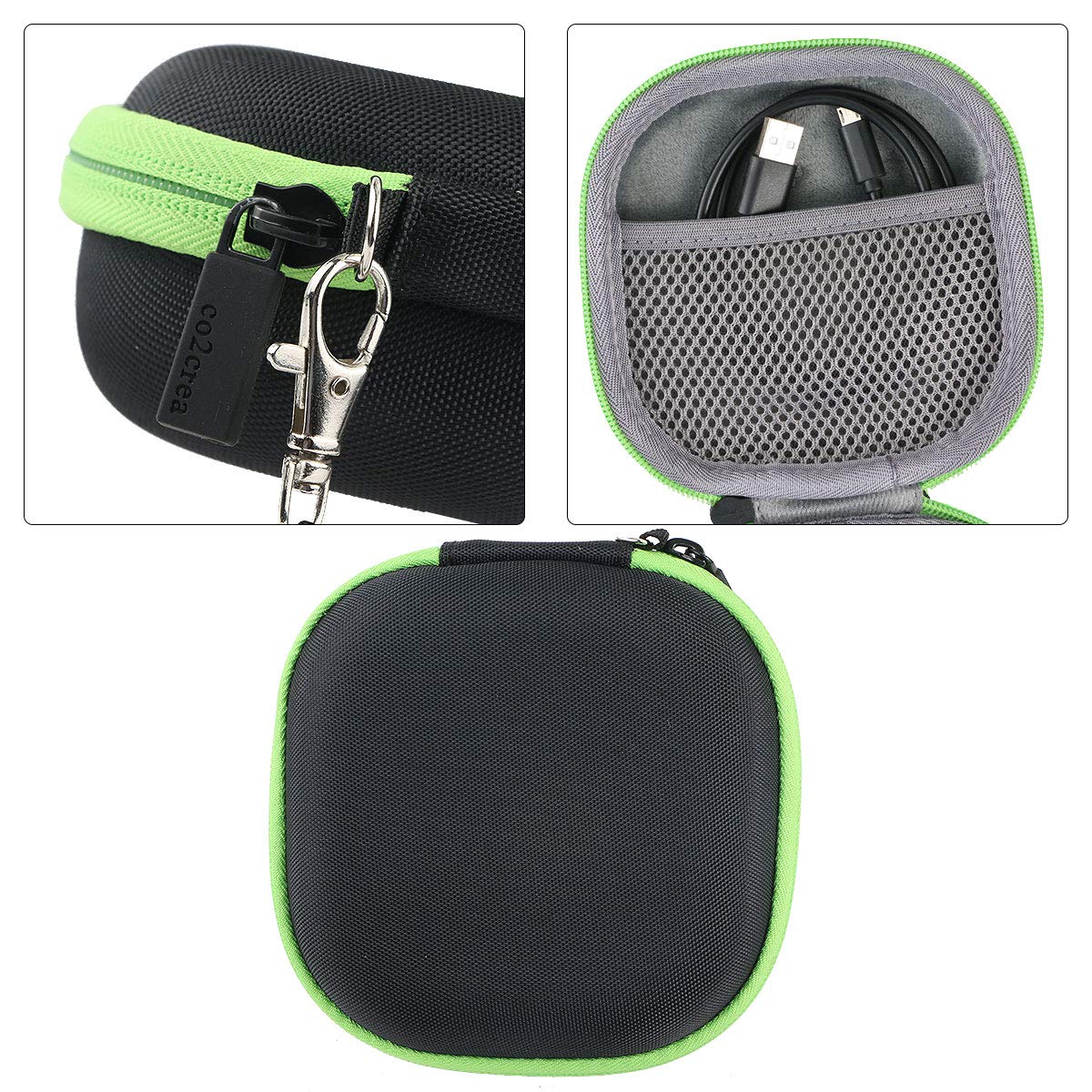 co2CREA Hard Travel Case Replacement for Leapfrog Rockit Twist Handheld Learning Game (Black Case + Green Zipper)