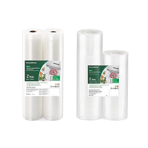 Bonsenkitchen Vacuum Food Sealer Rolls Bags, 2 Packs 8 in x 20 ft Storage Bags, BPA Free, Durable Commercial Customized Size Food Bags for Food Storage and Sous Vide Cooking