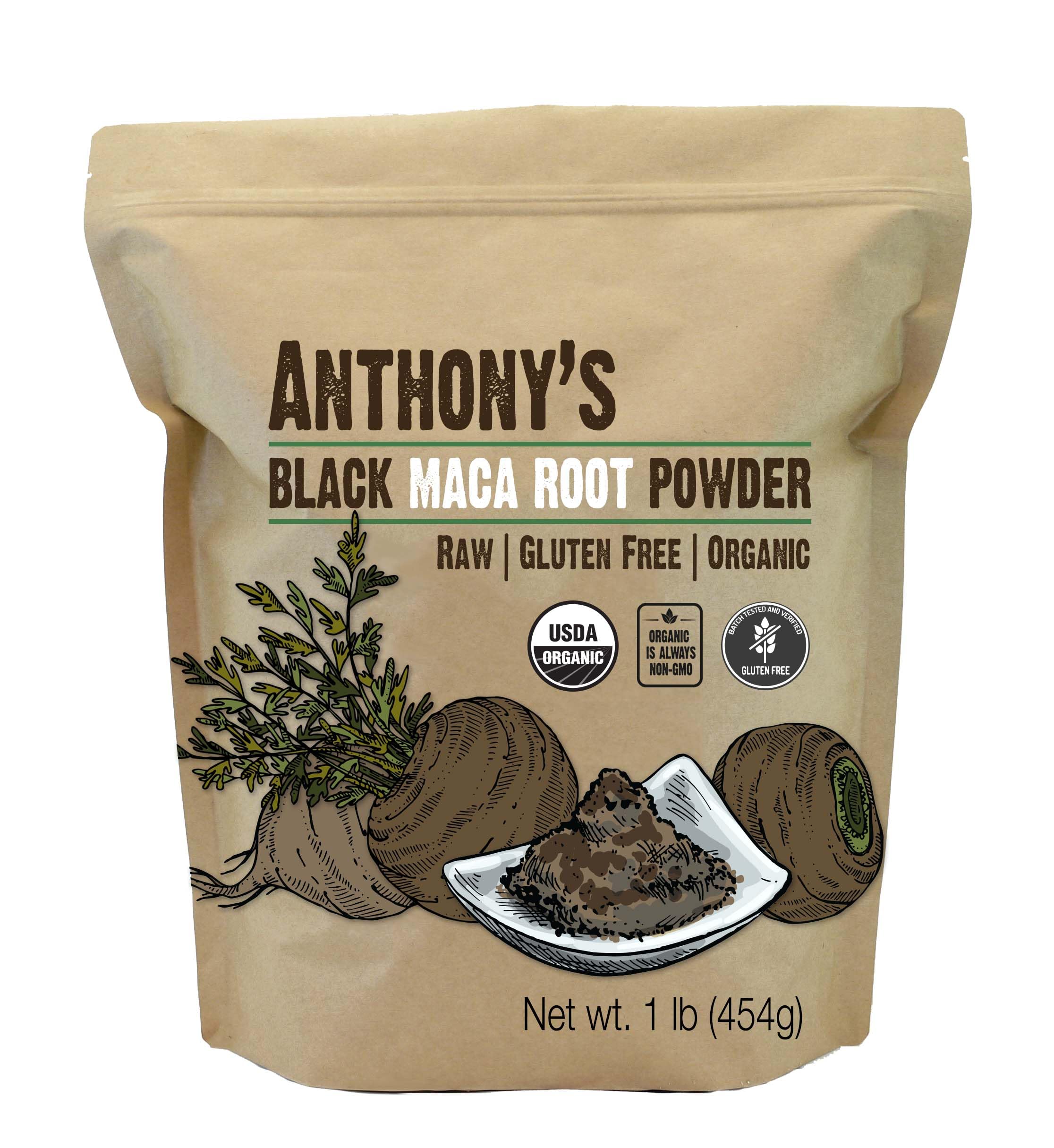 Anthony's Organic Black Maca Powder, 1 lb, Raw, Gluten Free & Non GMO