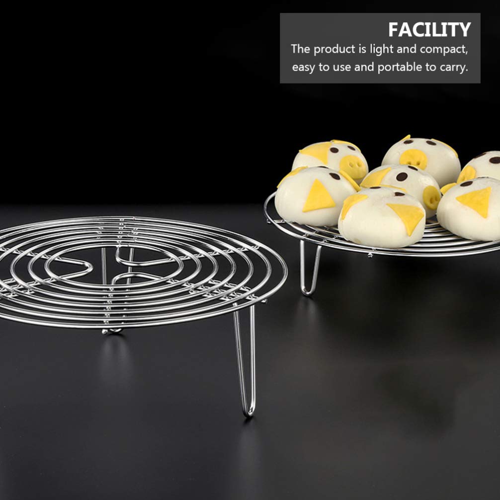 Cabilock Stainless Steel Steamer Rack Round Cooling Rack Microwave Tray Microwave Plate Stacker Cooking Supplies for Steaming Bacon Snacks (20 * 7cm)