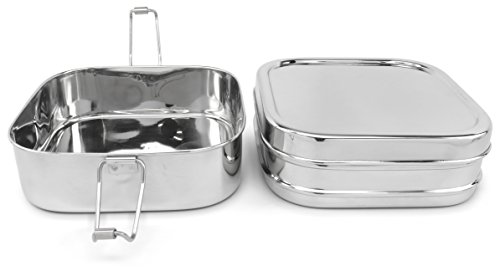 Lifestyle Block Stainless Steel Double Stack Cube 2 Compartment Lunch Box - X-Large