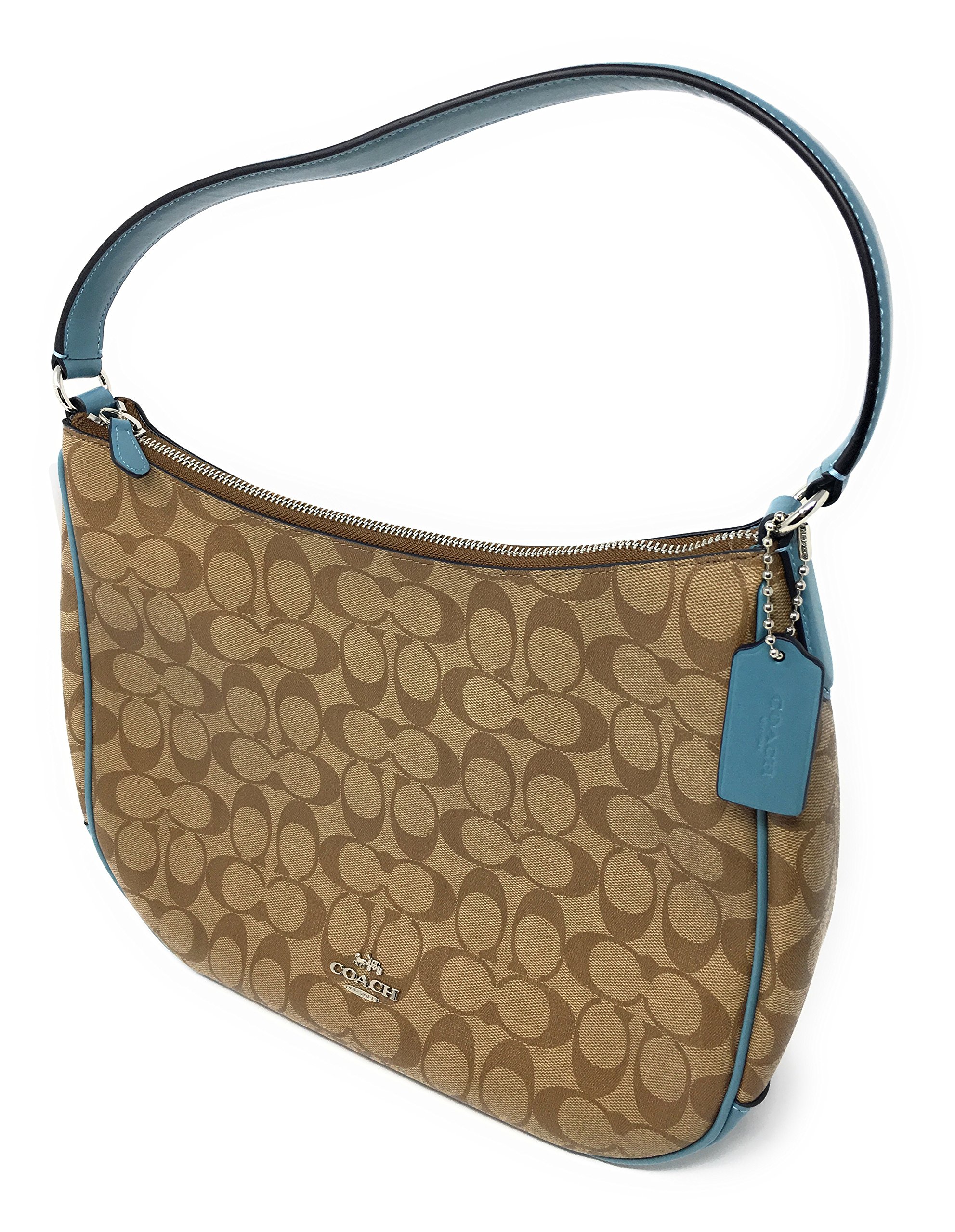 Coach F29209 ZIP SHOULDER BAG IN SIGNATURE CANVAS CYAN