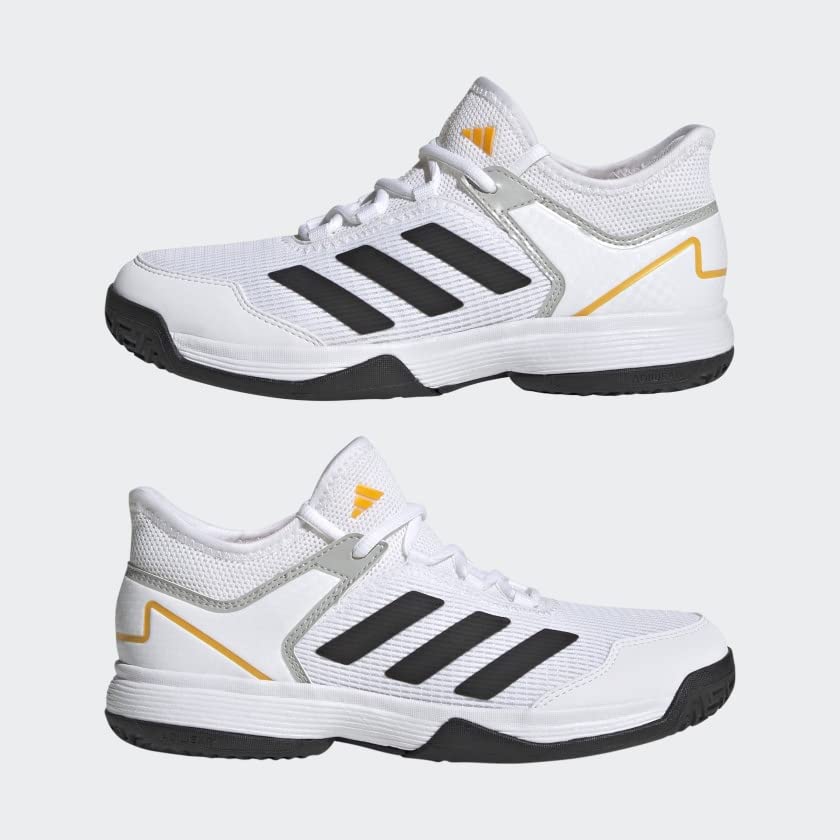 adidas Adizero Ubersonic 4 Tennis Shoe, White/Core Black/Solar Red, 3.5 US Unisex Big Kid