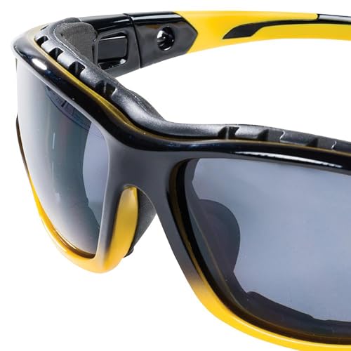 Sellstrom - 70001AZ Polycarbonate Sealed Safety Glasses/Protective Eyewear, Anti-Fog Coating, Detachable Soft Co-Molded Temples, U.S. Military Ballistic Rated, Yellow & Black with Smoke Tint, S70001