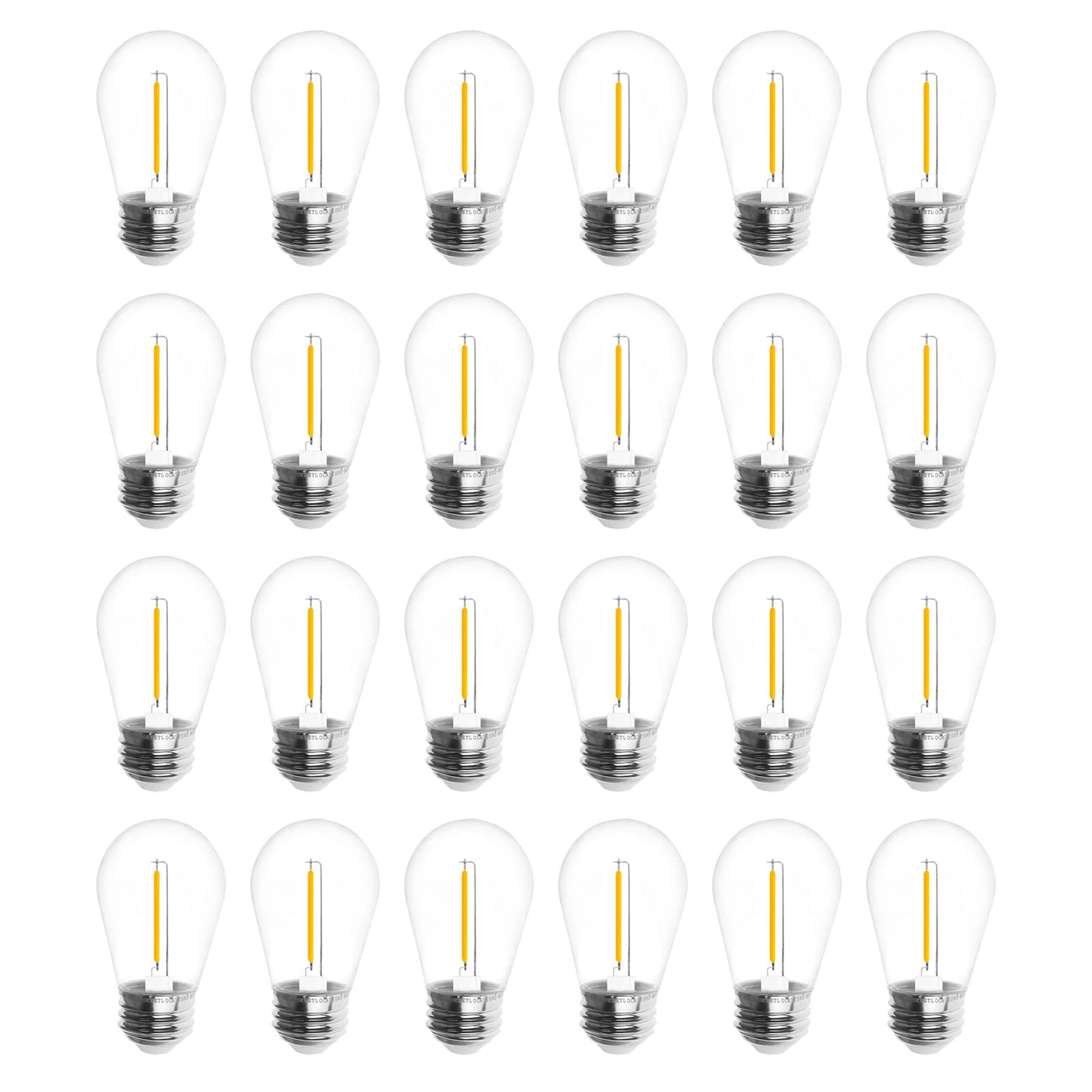 Jslinter S14 5000K Daylight Outdoor String Lights Bulbs Replacement, Shatterproof & Waterproof, 1 Watt LED 11W Equivalent, E26 Base Non-dimmable, Edison Vintage Style for Patio Garden, 24-Pack