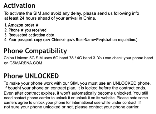 China Unicom Sim Card 5G Network 20GB Data, 300 Minutes Talk Plus 300 Texts