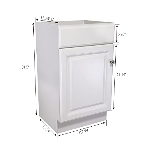 Design House 597112 Wyndham Unassembled Bathroom Vanity Cabinet Without Top, 18 x 16/1 Door, White