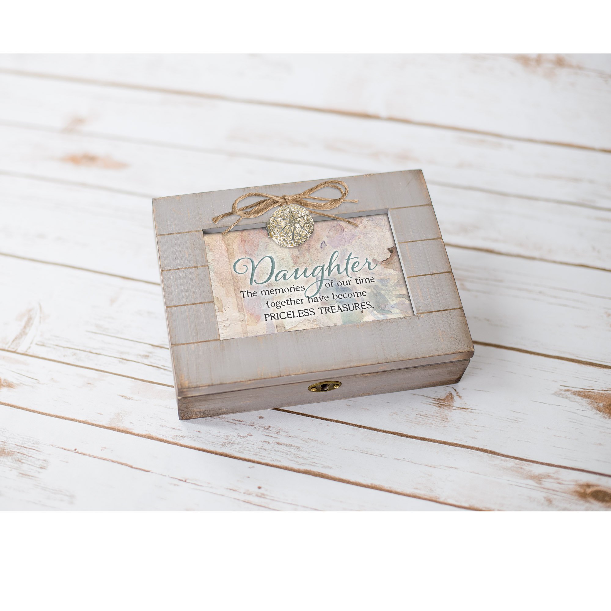 Cottage Garden Daughter Memories Treasures Grey Distressed Locket Music Box Plays You are My Sunshine