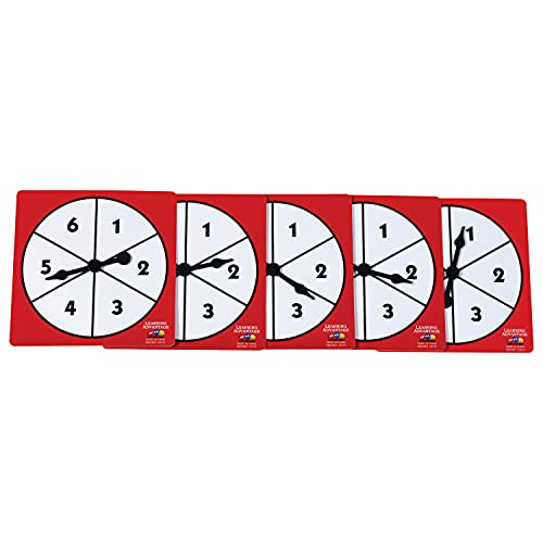LEARNING ADVANTAGE 1-6 Number Spinners - Set of 5 - Arrow Spinner for Games - Free-Spinning for Board Games and Classroom Probability Activities