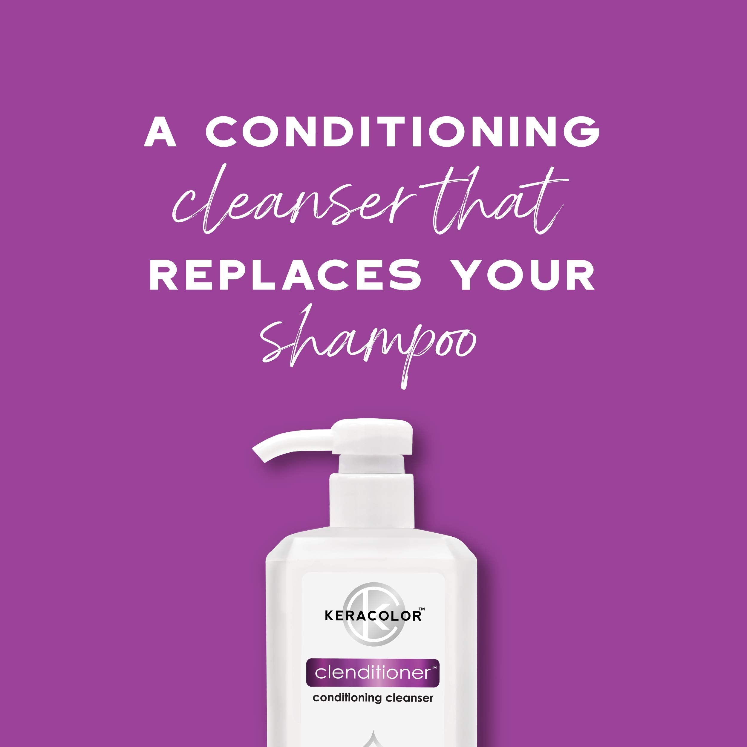 KERACOLOR Clenditioner Cleansing Conditioner Color Safe Prevents Fade - Replaces Your Shampoo, Keratin Infused, 33.8 Fl Oz