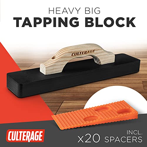 Culterage - Tapping Block [Incl. 20 Spacer] - Laminate Flooring Tools - Tapping Block for Vinyl Plank Flooring - Tapping Tool with Big Wooden Handle - Laminate Floor Tools - Tools for Vinyl Flooring