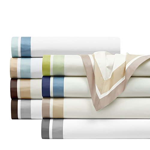 CASA BOLAJ DESIGNED TO DREAM Casabolaj Shading 100% Egyptain Cotton Sateen Sheets Set,Hotel Collection Luxury Modern Style,400 Thread Count(White,Queen)