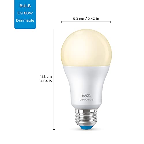 WiZ 60W A19 Soft White LED Smart Bulb - Pack of 1 - E26- Indoor - Connects to Your Existing Wi-Fi - Control with Voice or App + Activate with Motion - Matter Compatible