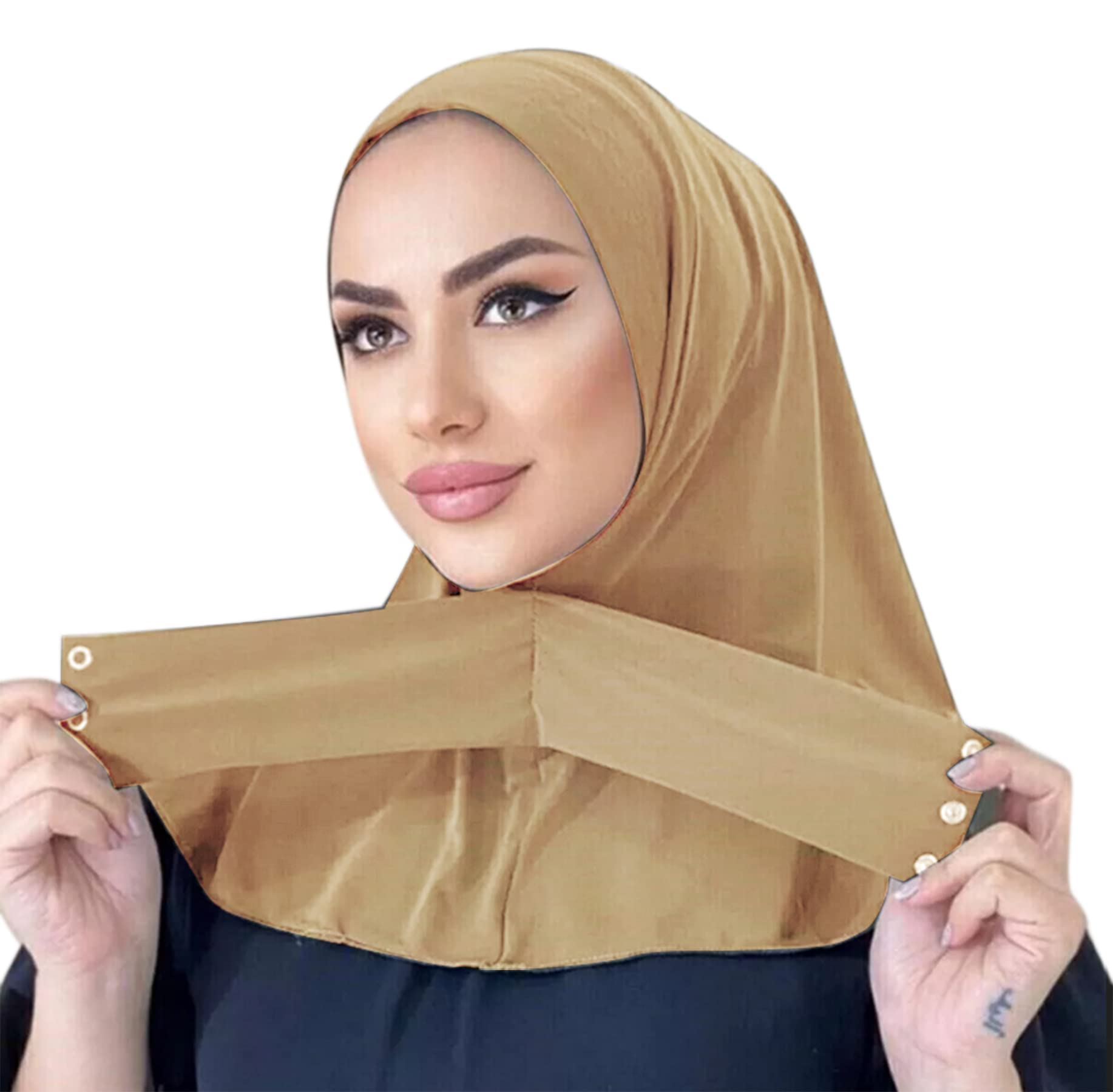 AIBEARTY Women Fashion Instant Muslim Turban Hijab with Snap Fastener Breathable Headscarf Bonnet Cap Turban Hat Shawl