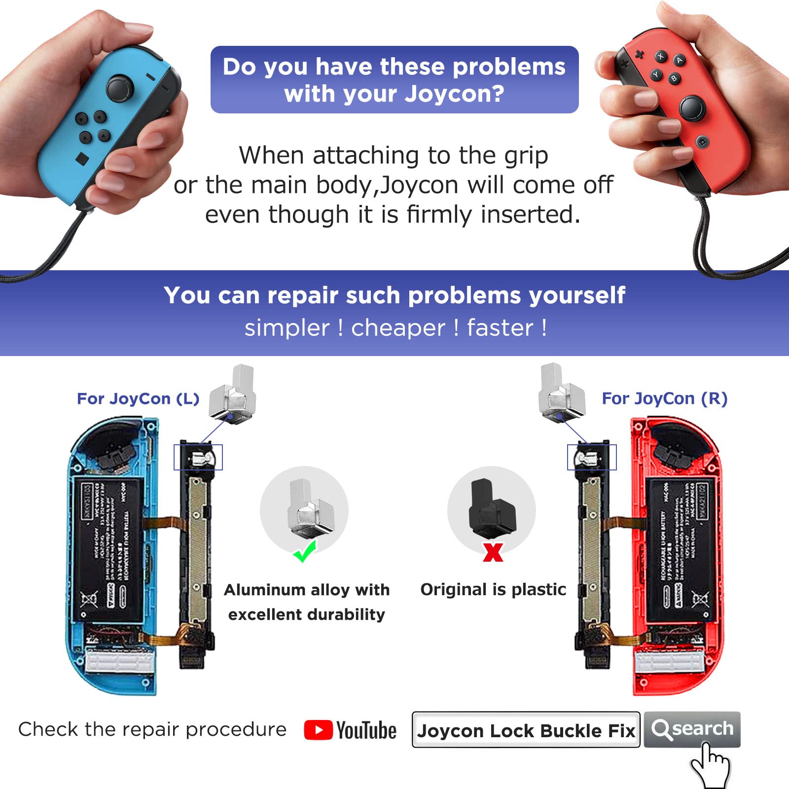 GeeRic, Joycon Joystick Replacement, 34 PCS Joycon Repair Kit Compatible with Switch OLED, Joycon Repair Kit Joystick Replacement Parts Set Compatible with Switch
