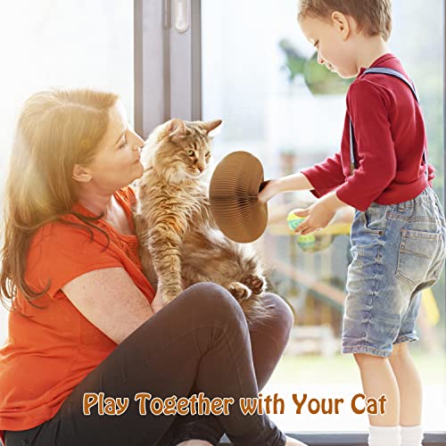 Dosanlues Cat Ball Toy, Foldable Cat Ball Track with 2 Cat Bell Balls, Magic Organ Cat Scratching Board Cat Toy for Indoor Cats Exercise, Cat Scratcher