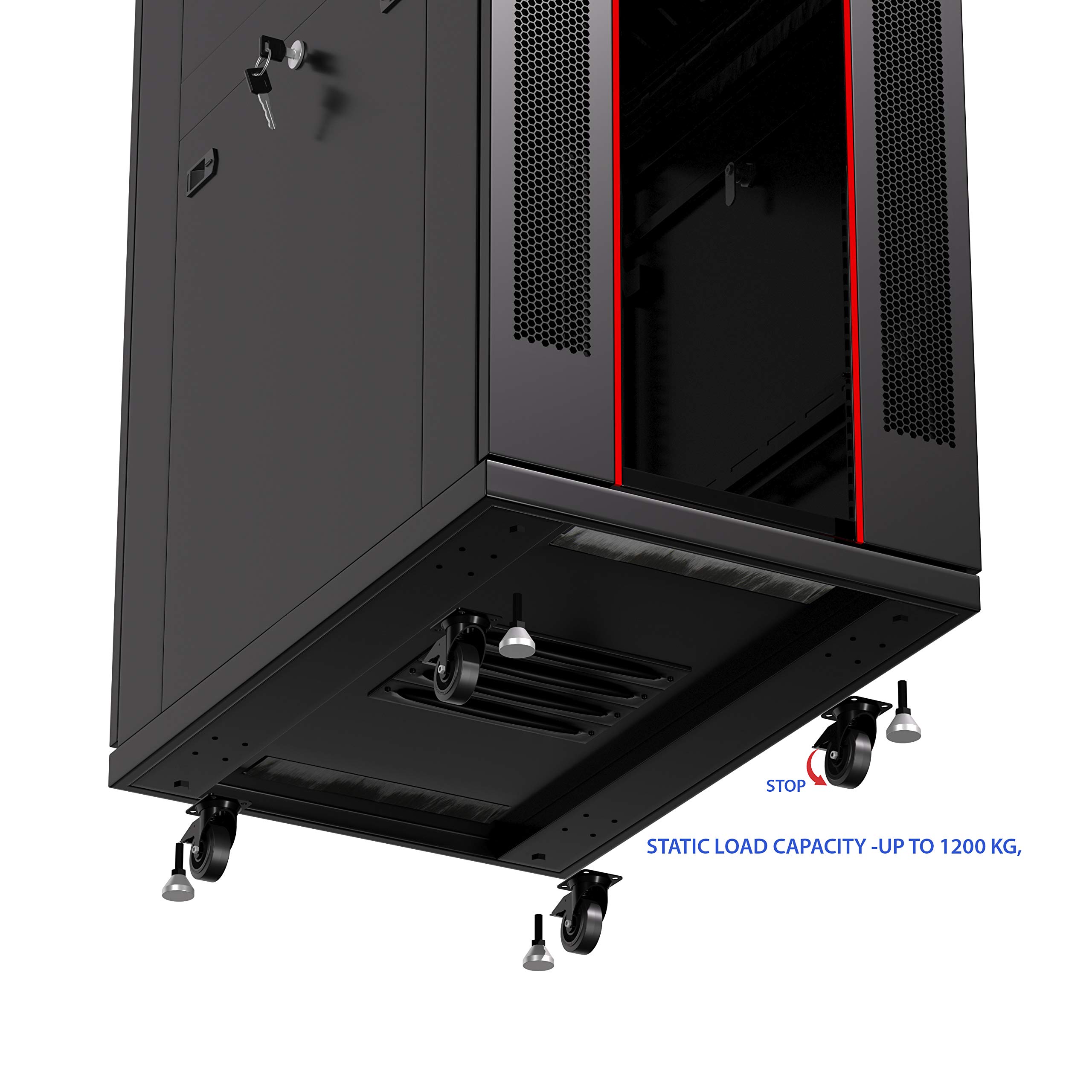 Server Rack - Locking Cabinet - Network Rack Cabinet Enclosure - 32U - Rack Mount - 39 Inch Deep - Server Cabinet - on Wheels - Shelf - Cooling Fan - Thermostat - Sysracks - SRF