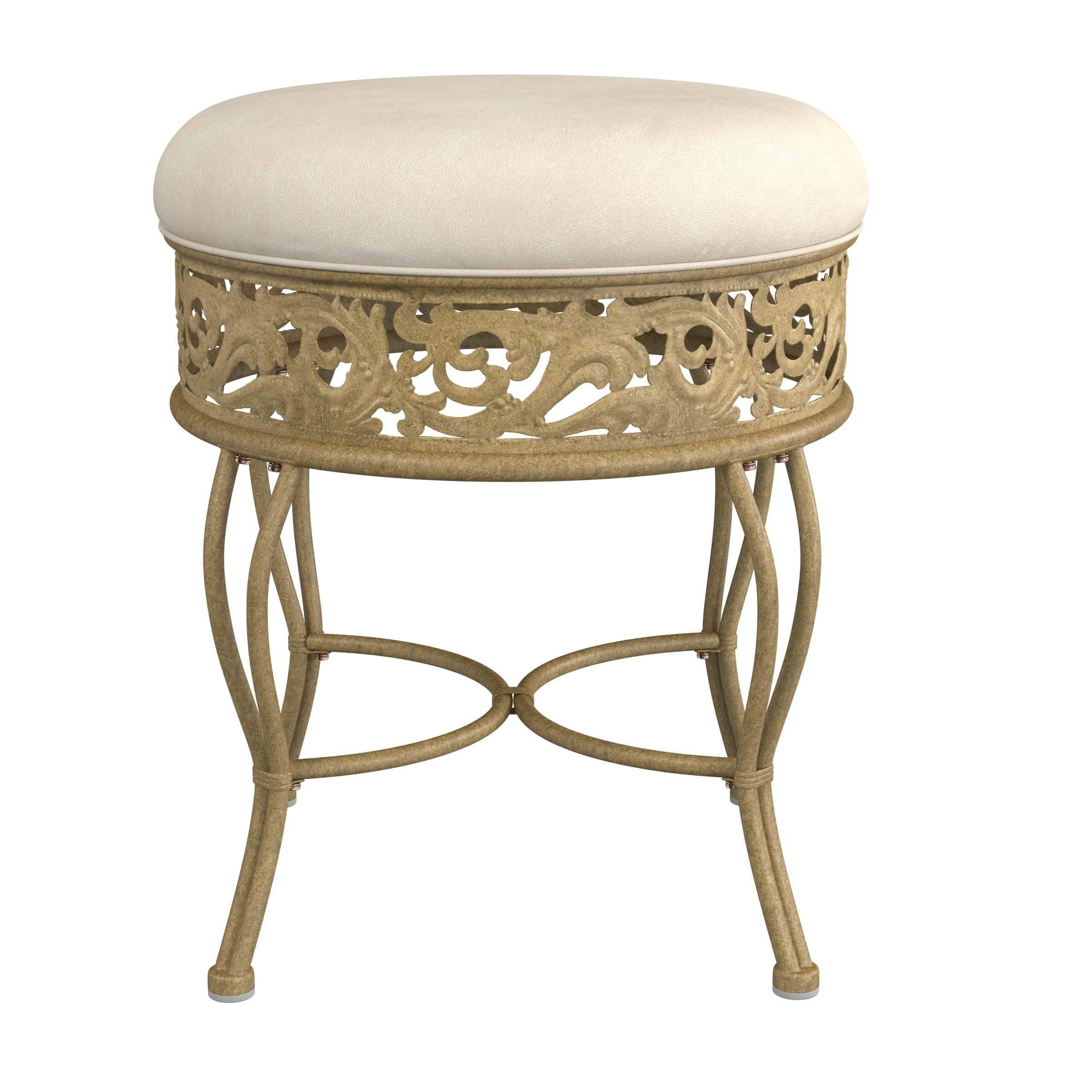 Hillsdale Villa III Upholstered Backless Vanity Stool, Antique Beige