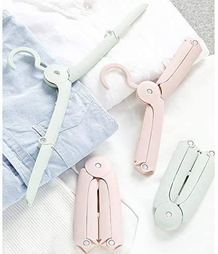 CHMHY 6 Pcs Folding Clothes Hangers, Travel Clothes Hanger Portable Folding Clothes Hangers and Save Space for Both Family and Travel Use