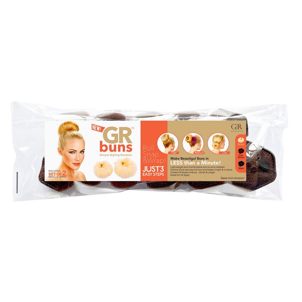 Goldrose Buns 2 Pieces Magic Hair Styling Styler Twist Ring Former Shaper Doughnut Donut Chignon Bun Maker Clip Hair Curler Accessory Small & Large (Brown)