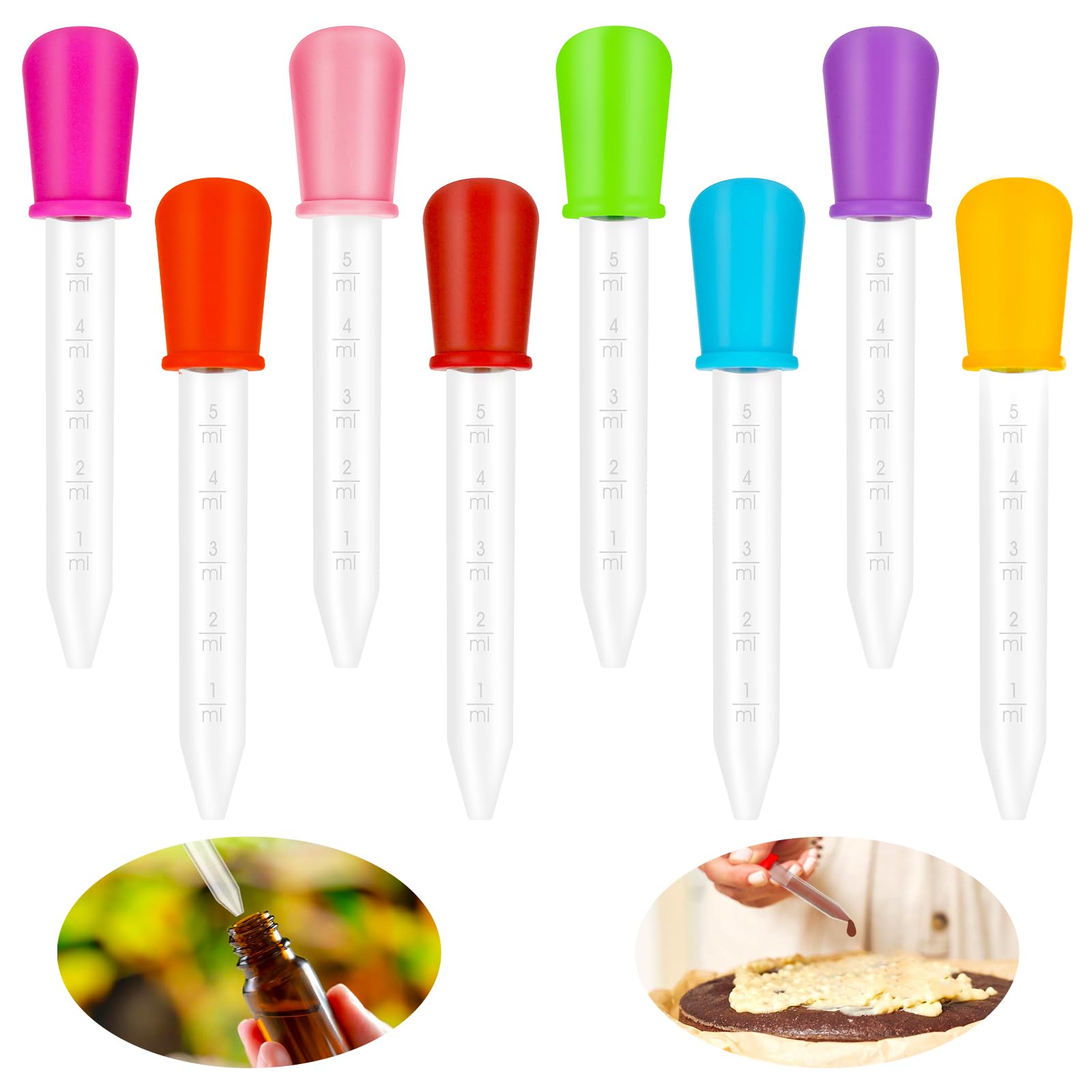 8 PCS Liquid Droppers, 5ml Pipettes Dropper Clear Medicine Dropper Silicone Pipettes Transfer Eyedropper with Bulb Tip for Crafts, Kitchen Gummy Making,Gelatin Maker,Industrial Science,Crafts Projects
