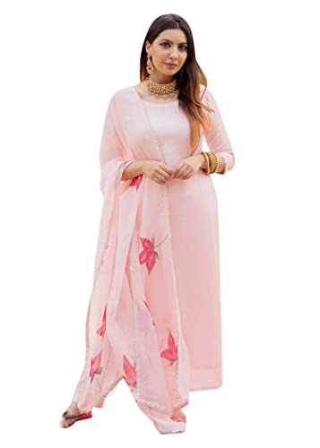 Elina fashion Indian Kurti for Womens With Pant & Dupatta | Rayon Printed Long Kurta Partywear Kurtis Tunic Tops Pink